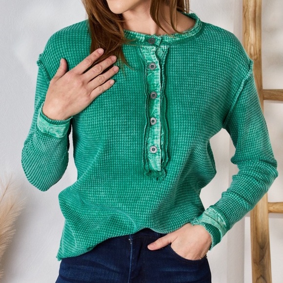 Zenana Outfitters | Tops | New Zenana Anchorage Green Vintage Wash Half ...